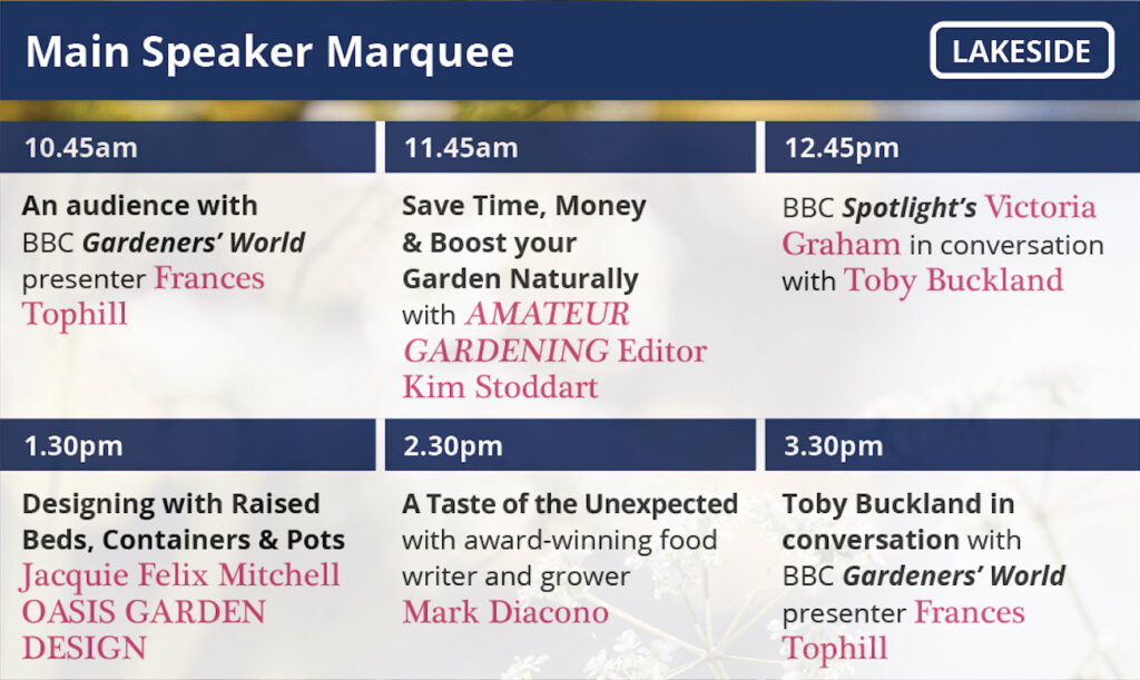 Who's speaking when? - Powderham Castle 1 & 2 May 2026